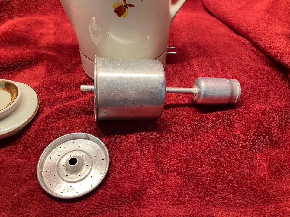 Complete Hall’s Jewel Tea Autumn Leaf Electric Ceramic Percolator ...