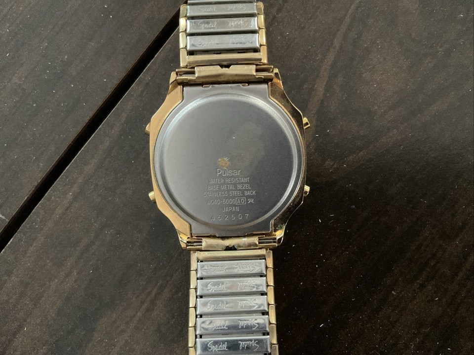 Vintage Pulsar Digital Chronograph Men’s Watch W040-5000 Gold Tone | eBay
