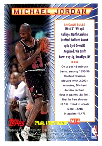 1996-97 TOPPS MYSTERY FINEST BORDERED MICHAEL JORDAN M14 (12V20) | eBay