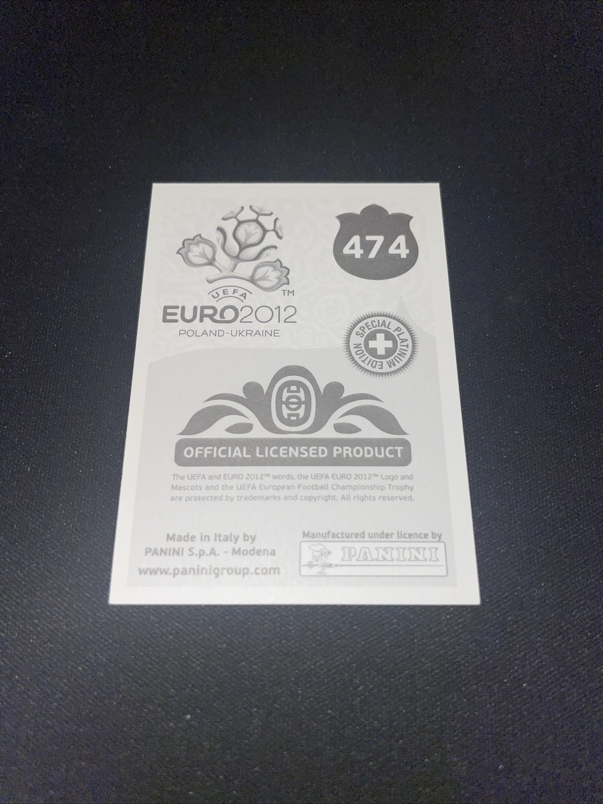 474 Franck Ribery France Panini Euro 2012 PLATINUM EDITION sticker ...