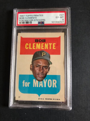 1967 ROBERTO BOB CLEMENTE FOR MAYOR STICKER TOPPS #27 PSA 6 EX-MT | eBay