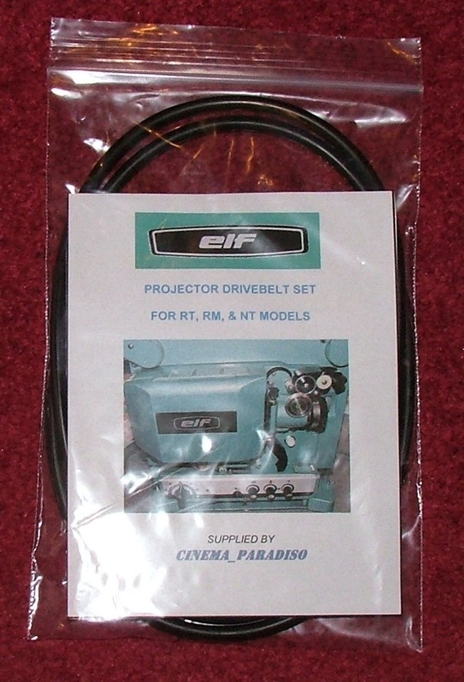 ELF EIKI 16mm PROJECTOR MOTOR PULLEY BELTS X 2 - MODELS ST, RT, RM & NT ...