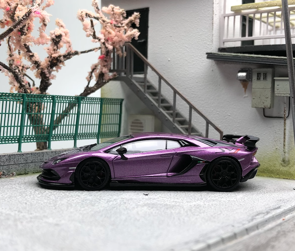 ZD HH 1:64 Purple Sian Aventador SVJ Racing Sports Model Diecast Metal ...
