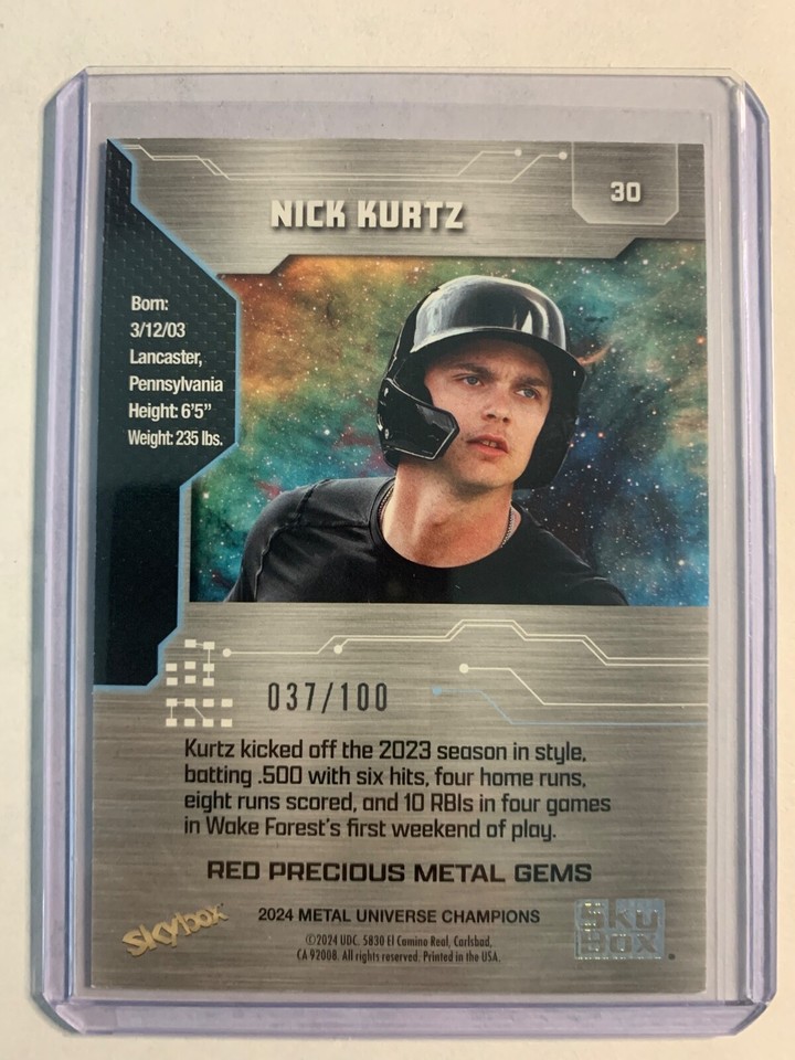 2024 Metal Universe Champions NICK KURTZ Red Precious Metal Gems /100 ...