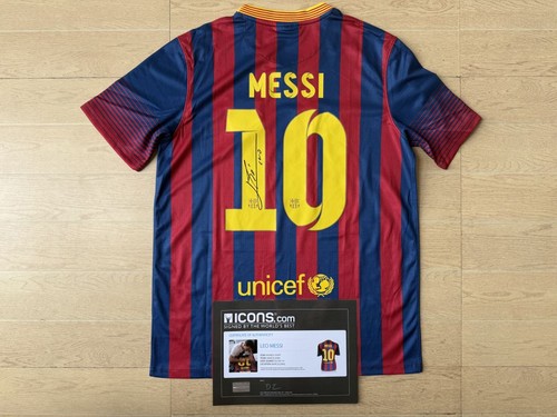 Lionel Messi Signed FC Barcelona 13/14 Home Autographed Jersey / Icons ...