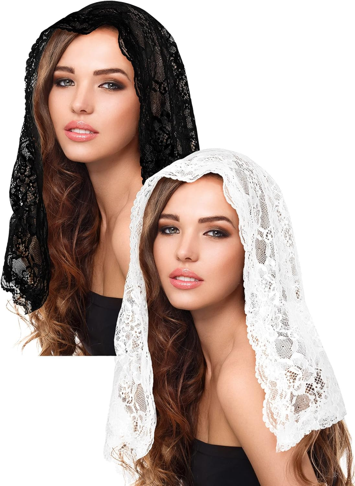 2 Pcs Catholic Mantilla Veil for Church the First Communion Lace Veils ...