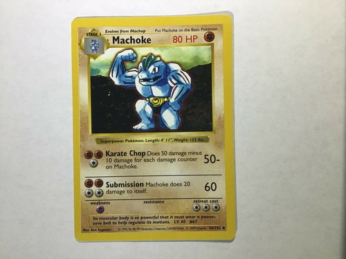Machoke Shadowless Pokemon Card Base Set Uncommon 34/102 English 1999 ...