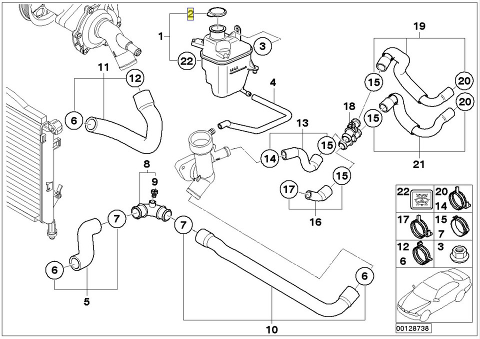 MINI R50 R52 Radiator Coolant Expansion Tank Cover Cap 17107515485 New ...
