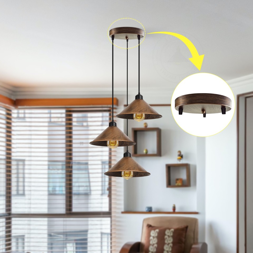 Multi outlet ceiling rose 3 outlet Vintage Style Ceiling Light Fitting ...
