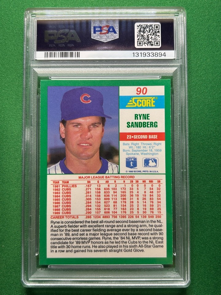 1990 Score Ryne Sandberg #90 Cubs PSA MINT 9 | eBay