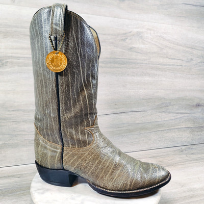 VTG Tony Lama Full Pig Cowboy Boots Men 11 D Green Gray Hog GOLD LABEL ...