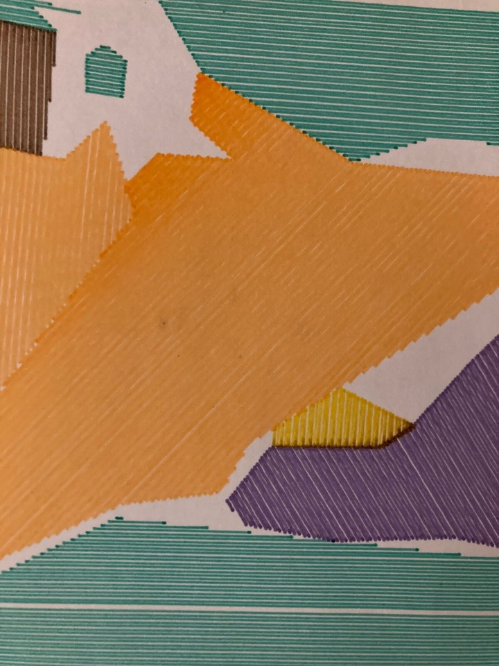 Beautiful Abstract Ink Drawing 1980 Cubist Post Cubism Color Paper | eBay