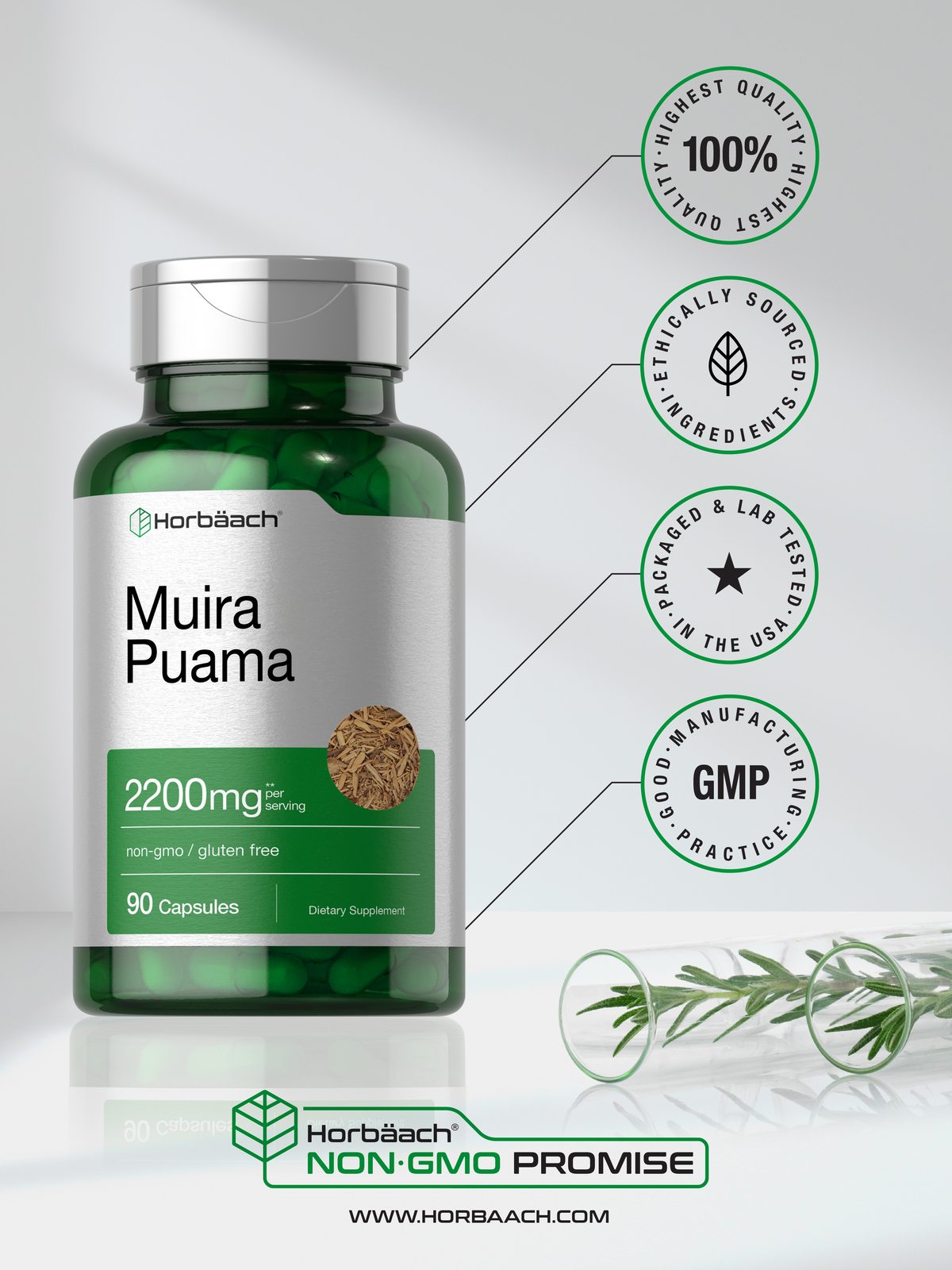Muira Puama Extract 2200 mg | 90 Capsules | Non GMO, Gluten Free | by ...