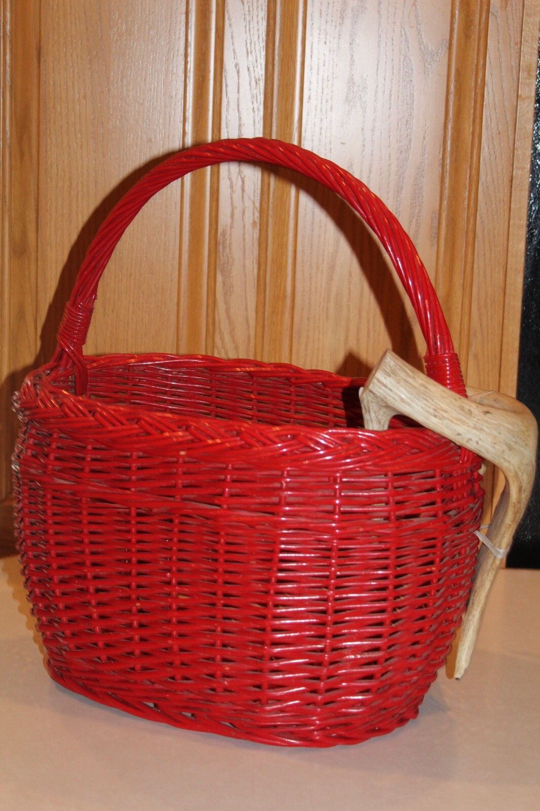 Wicker Basket Antler Set Whitetail Deer Mule Log Cabin Decor Taxidermy ...