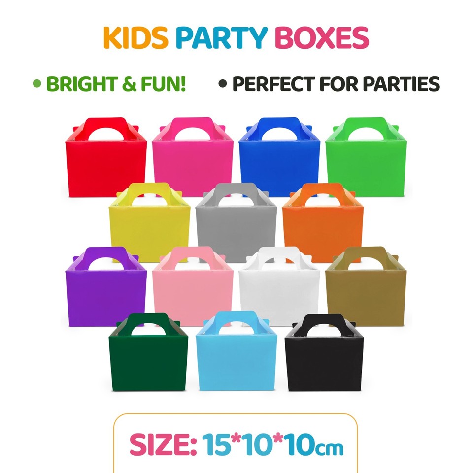 Kids Party Box Bag, Childrens Coloured, Treat, Toy, Lunch Loot, Gift ...