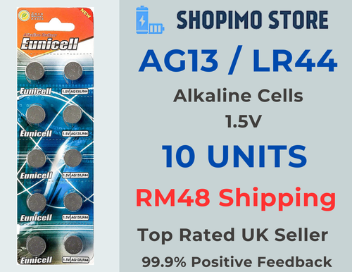 10 X LR44 SR44 BLR44 1166A CX44 157 1.5V Alkaline Button Coin Cells ...