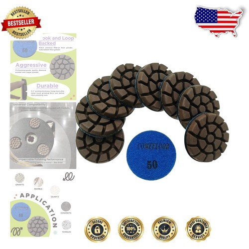 Diamond Copper Bond Floor Polishing Pucks, 3" Hook & Loop, 9 Pack for ...