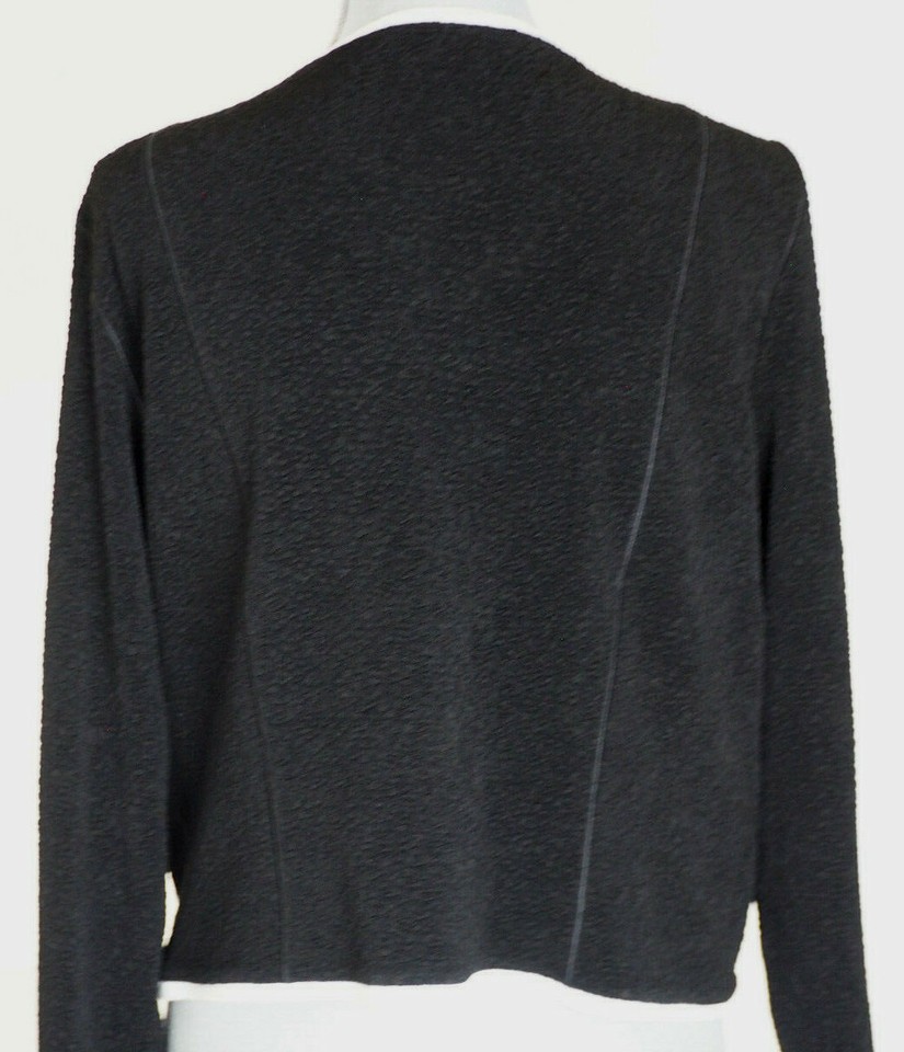 EVA VARRO Black Cardigan Jacket with White Trim - Sz XL - Acetate | eBay
