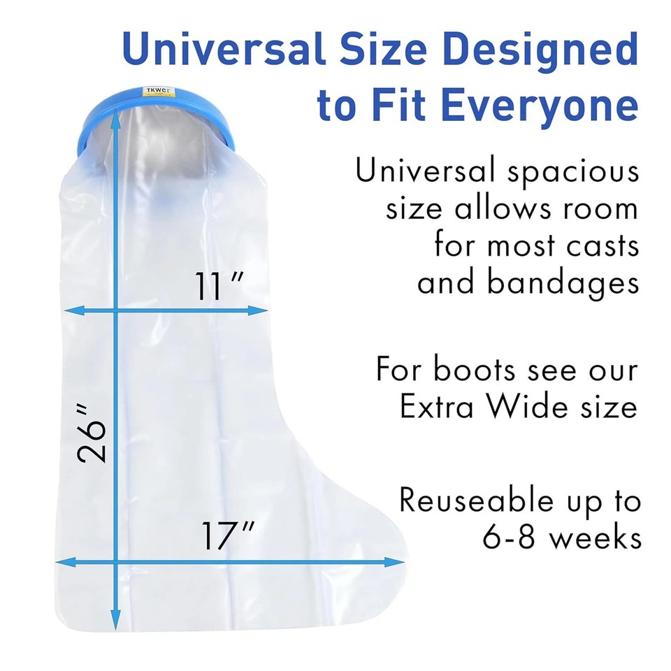 TKWC INC 100% Waterproof Leg Cast Cover for Shower – 1 Count (Pack of 1 ...