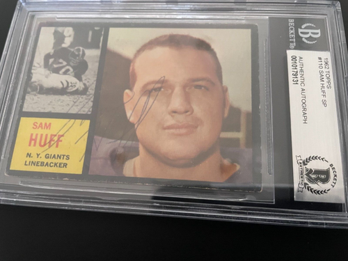 Sam Huff signed 1962 Topps Autograph Card Football HOF Giants Redskins ...