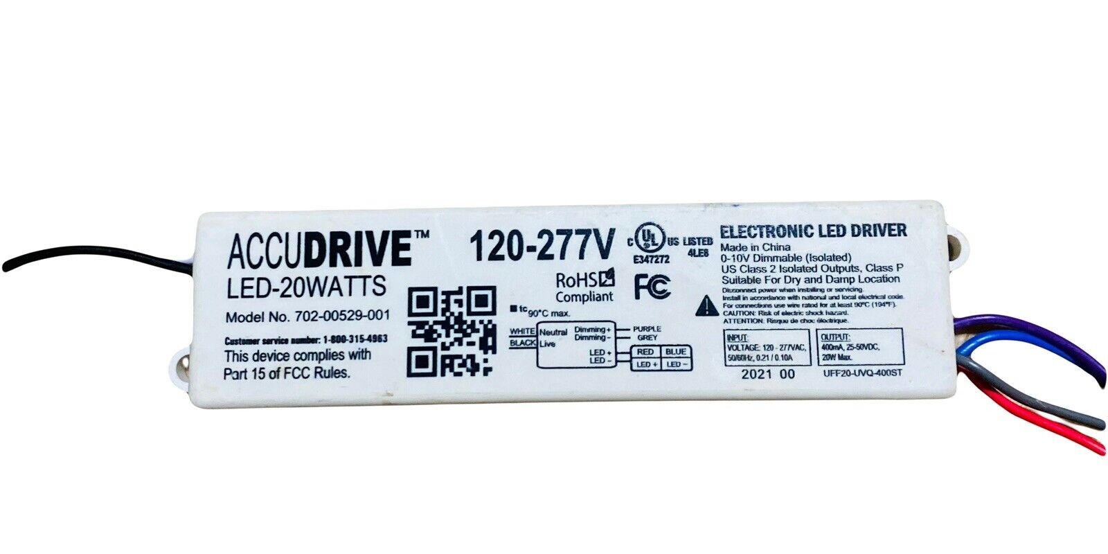 Accudrive LED driver 20W 400-MA Model: 702-00529-001 | eBay