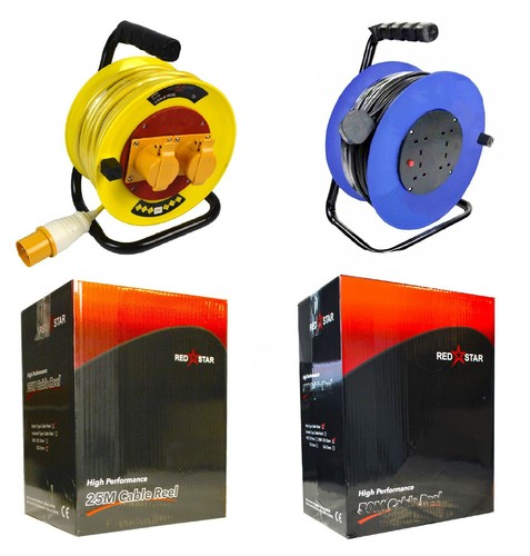 2 4 Way Extension Cable Reel Lead 110V 240V 25M 40M 50M Electrical ...