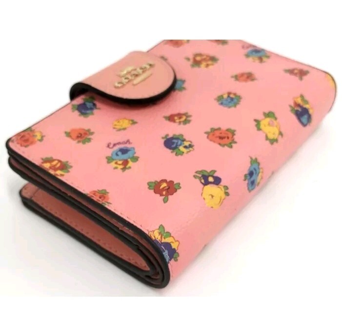COACH Flower Pink Logo Bi-fold Wallet Rare New C9934 | eBay