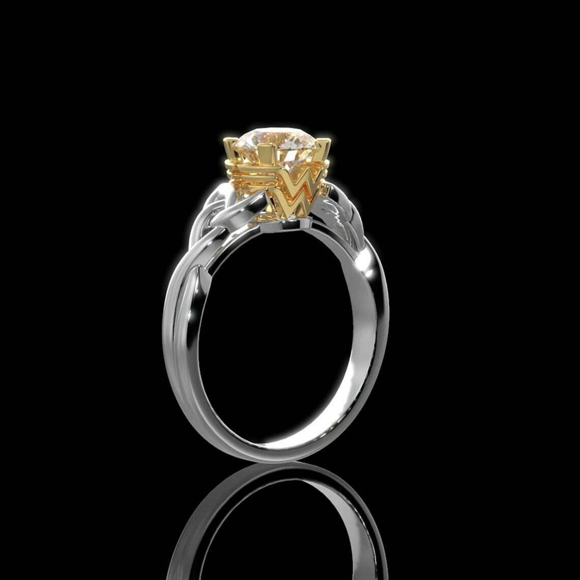 Exclusive Wonder Woman Ring Tow Tone Color 2CT White Round Cut ...