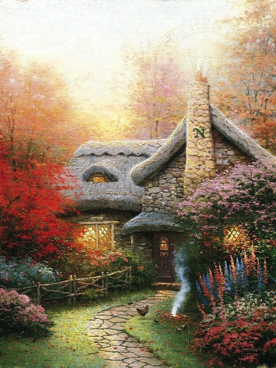 Cottage By Thomas Kinkade Paintings Collector's Cottage 14" X 14"