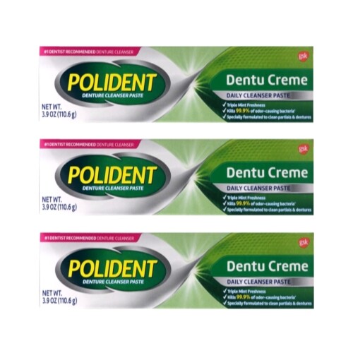 3 Pack - Polident Dentu-Creme Denture Toothpaste, 3.9 Oz Each | eBay