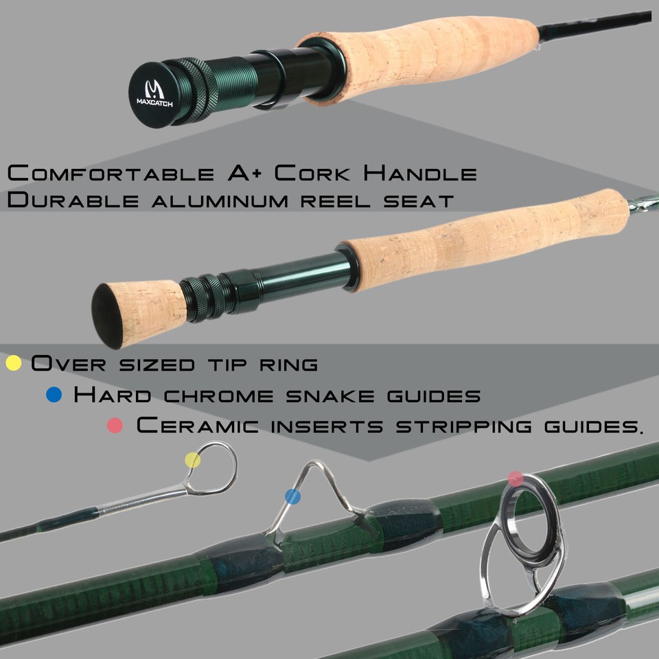 Maxcatch Fly Fishing Rod 3/4/5/6/7/8/10WT Graphite IM7 Fast Action All ...