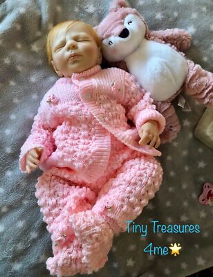 SWEET Knit Baby Doll Outfit For Reborn PINK w/Pink Flowers | eBay