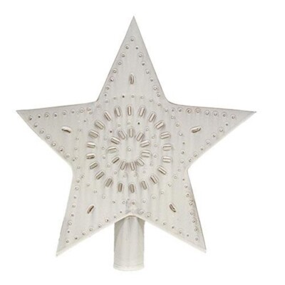 TREE TOPPER STAR WHITEWASHED Tin Metal Christmas Decoration Holiday ...