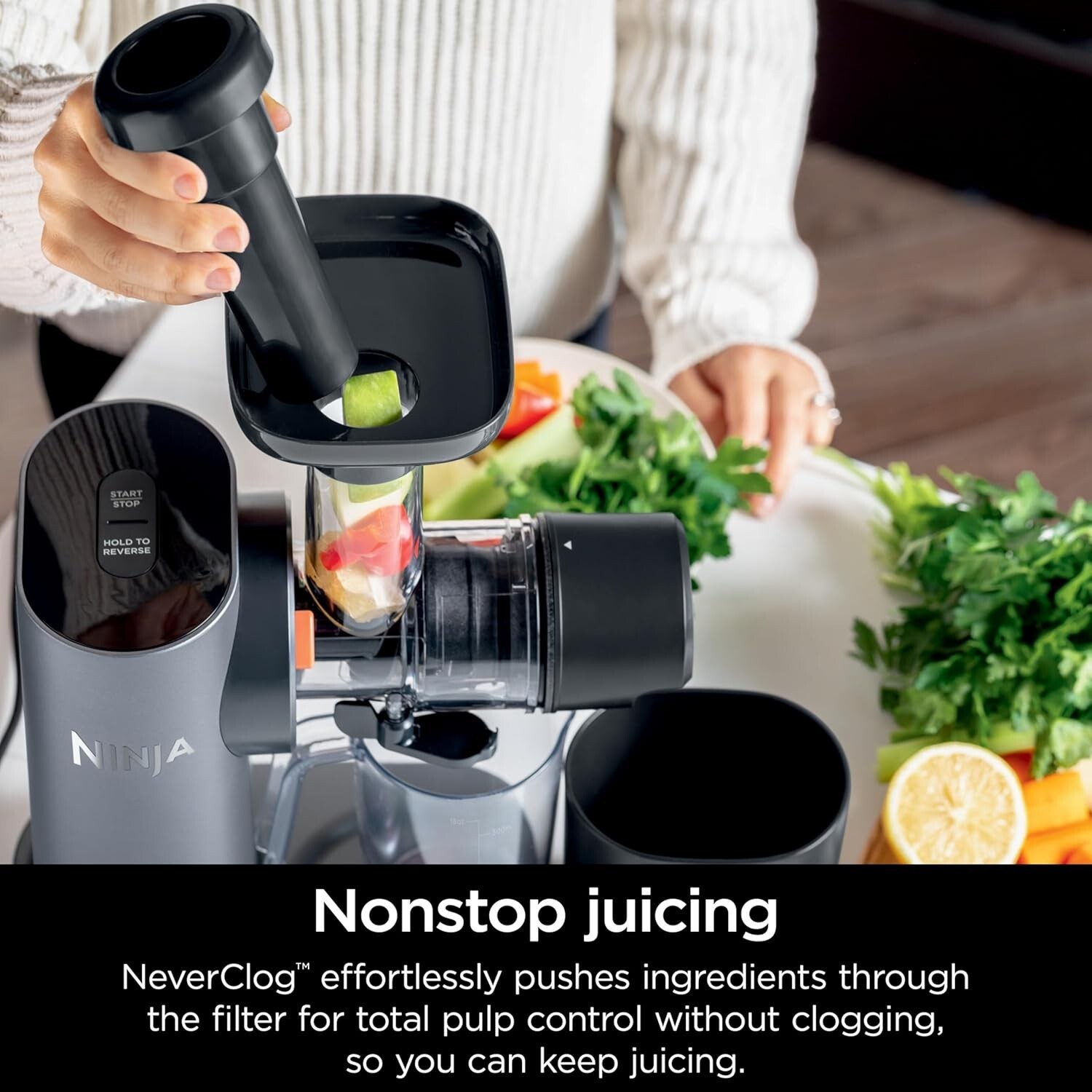 Ninja Slow Juicer NeverClog Cold Press Powerful Dishwasher Safe JC150 ...