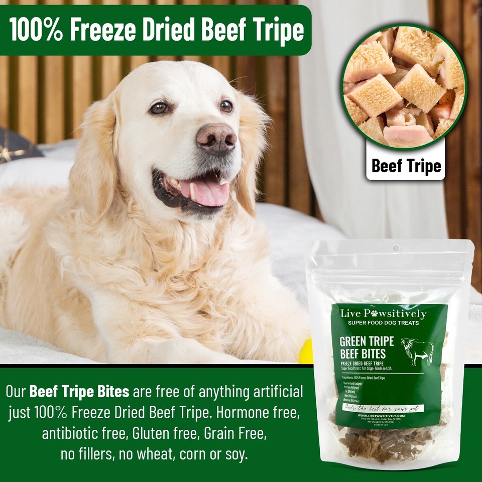 Freeze Dried Dog Food Booster /treat Green Tripe Beef Bites, Live ...