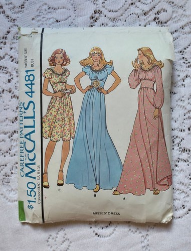 1970s Vintage Sewing Pattern McCall's 4481 Women's Boho Dress Size 10 ...