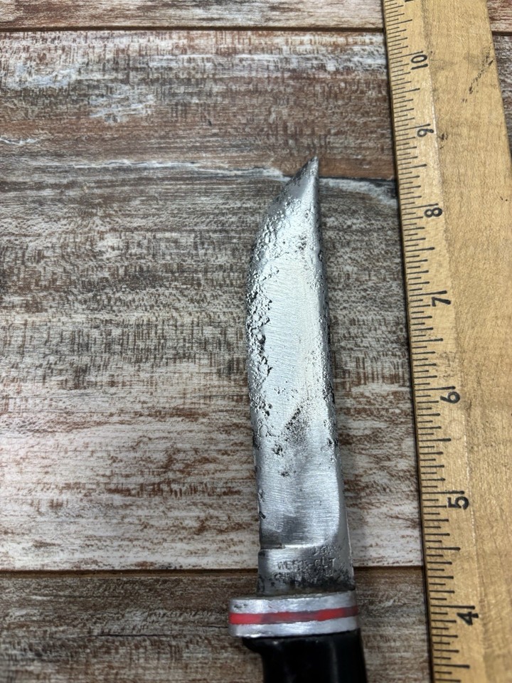 Vintage West Cut Western Fixed Blade Knife Heavy Pitting No Sheath | eBay