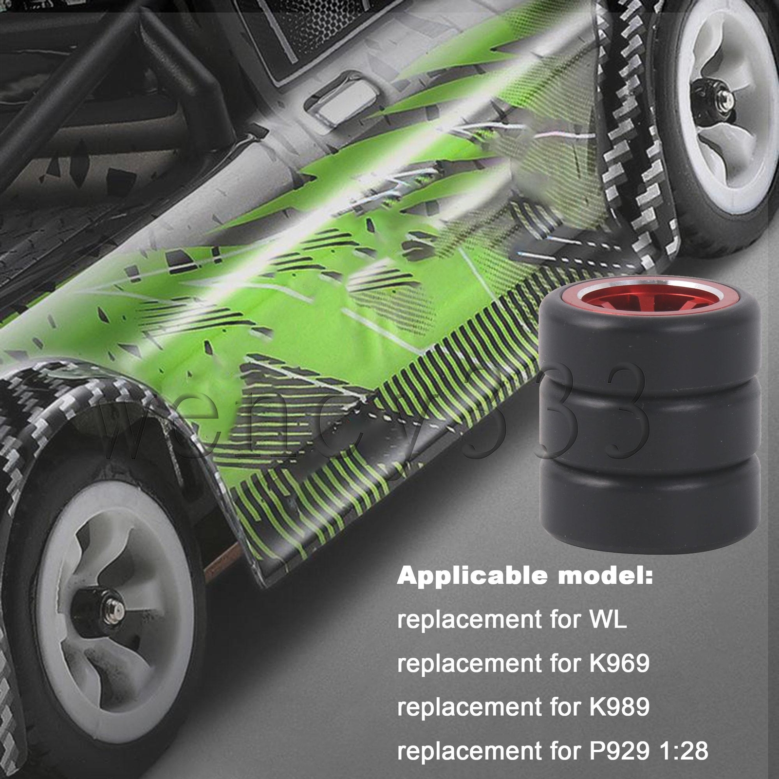 RC1:28 Red 6-Spoke Wheel Rims & Tyre Replacement for WL K969 K989 P929 ...