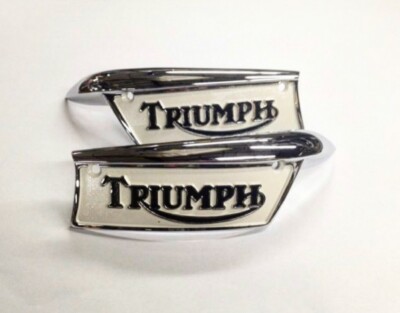 TRIUMPH PAINTED GAS TANK BADGES EMBLEMS 66-79 500 650 750 EMGO BACK IN ...