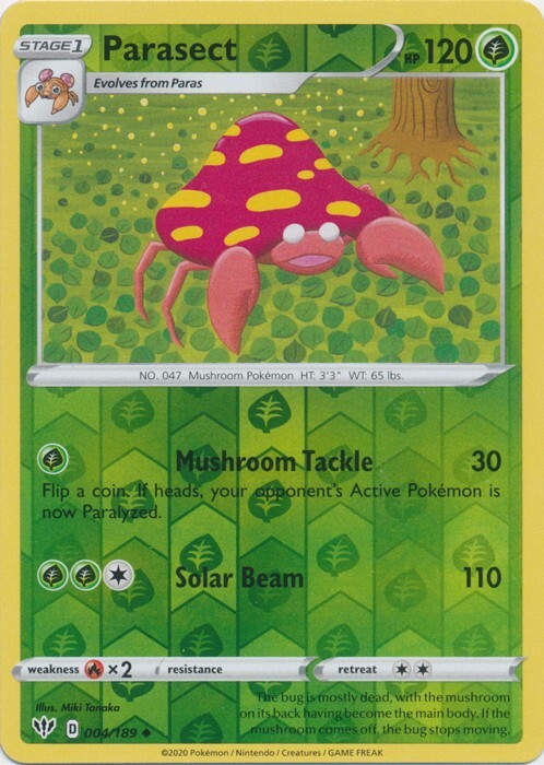 Reverse Holo Parasect 004/189 Uncommon Darkness Ablaze Pokemon TCG | eBay