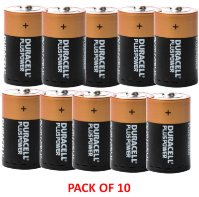 PACK OF 10 Duracell Plus 'D' Cell LR20/MN1300 Alkaline Battery ...