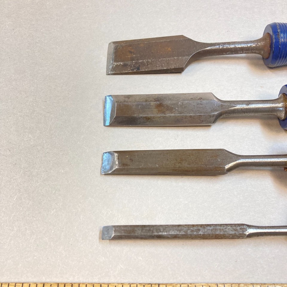 Craftsman Wood Chisel Set 4 Pc 1" 3/4" 1/2" & 1/4" Beveled Edge Plastic ...