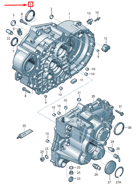 AUDI A3 TT MANUAL TRANSMISSION OUTPUT SHAFT SEAL 02Q409189A 02Q 409 189 ...
