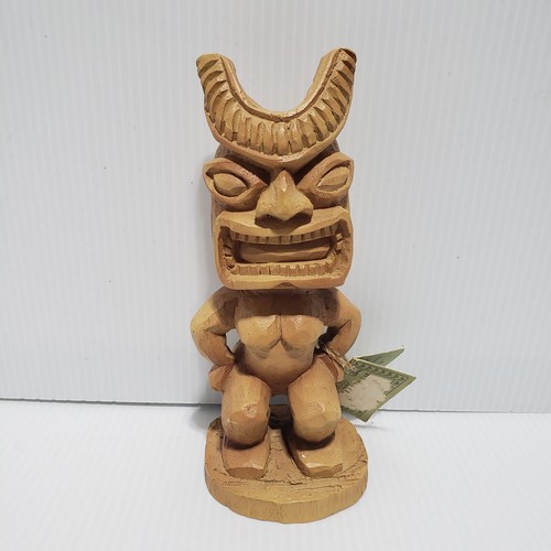 Hand Carved Wooden Hawaiian God Of Strength Ku Tiki Statue Figurine ...