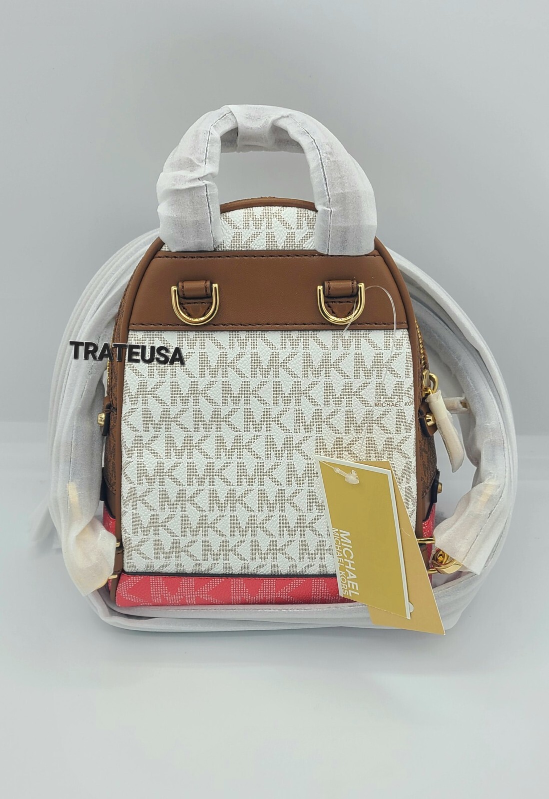 Michael Kors Rhea Extra Small MK Logo Backpack Messenger Dahlia Multi ...