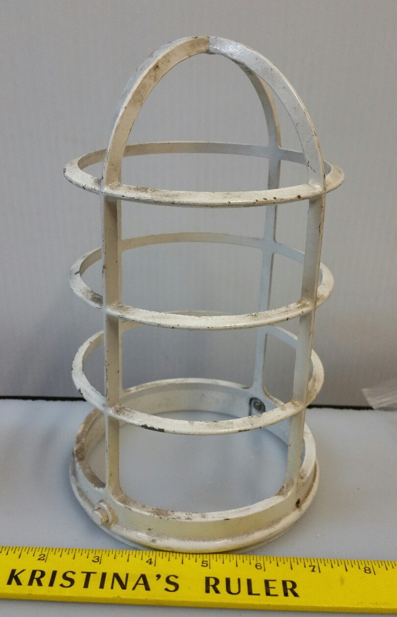 White Lamp Lantern Light Bulb Cage Marine Nautical Housing Guard Boat ...