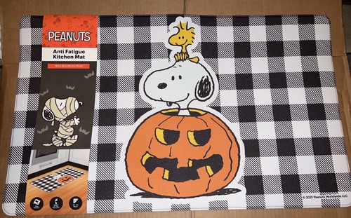 PEANUTS SNOOPY HALLOWEEN PLAID Anti-Fatigue Padded Kitchen Mat 18x30 ...