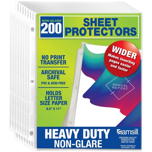 200 Pack Heavy Duty Sheet Protectors, Non-Glare, 8.5x11 Inch Page ...
