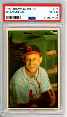 1954 Bowman Color STAN MUSIAL #32 PSA Grade 4 VG-EX Cond "Looks Better ...