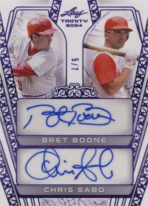 2024 Leaf Trinity - Dual Autographs Bret Boone, Chris Sabo #DA-6 Purple ...